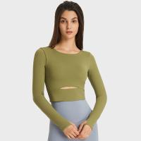 China Sports Yoga Long Sleeve Shirts Breathable Short Crop Tops With Pad for sale