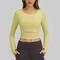 China Sports Yoga Long Sleeve Shirts Breathable Short Crop Tops With Pad for sale