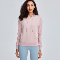 China Pink Sports Loose Hoodie With Pocket Women's Training Running Sweater XL for sale