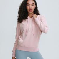 China Pink Sports Loose Hoodie With Pocket Women's Training Running Sweater XL for sale