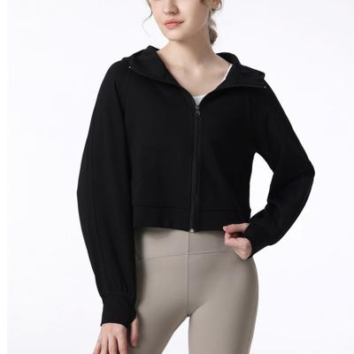 China Black Yoga Sports Top Custom Women Running zipper Jacket Quick Dry for sale