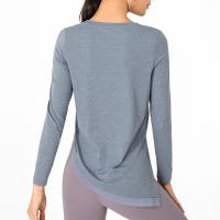 China Orange Nude Yoga Long Sleeve Top Women'S Irregular Breathable Sports T - Shirt for sale