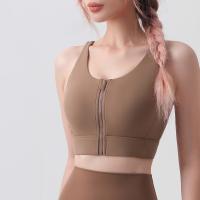 China Women Yoga Workout Bra With Front Zipper Cool Feel Fabric Sports Bra for sale