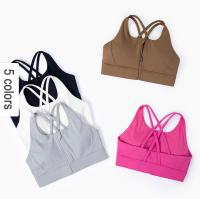 China Women Yoga Workout Bra With Front Zipper Cool Feel Fabric Sports Bra for sale