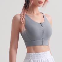 China Women Yoga Workout Bra With Front Zipper Cool Feel Fabric Sports Bra for sale
