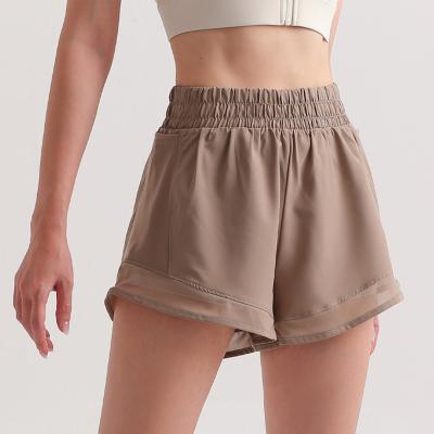 China Women'S Mid Rise Running Shorts Antibacterial Liner Stretch Waist Athletic Shorts Mesh Pockets for sale
