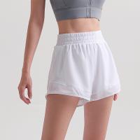China Women'S Mid Rise Running Shorts Antibacterial Liner Stretch Waist Athletic Shorts Mesh Pockets for sale