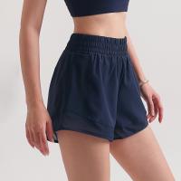 China Women'S Mid Rise Running Shorts Antibacterial Liner Stretch Waist Athletic Shorts Mesh Pockets for sale