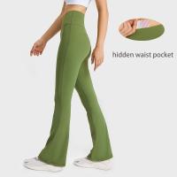 China Flared Leg Pocket Yoga Pants Women High Wasit Leggings With Hidden Pocket for sale