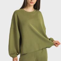 China Green Plus Women Hoodies Yoga Sports Tops With Elastic Cuffs Winter Long Sleeve for sale
