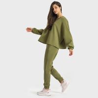 China Green Plus Women Hoodies Yoga Sports Tops With Elastic Cuffs Winter Long Sleeve for sale