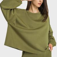 China Green Plus Women Hoodies Yoga Sports Tops With Elastic Cuffs Winter Long Sleeve for sale