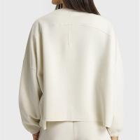 China Jade White Womens Yoga Tops Oversized Long Sleeve Drop Shoulder Solid Pullover for sale