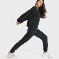 China Women Crewneck Long Sleeve Casual Tops Workout Black Hoodies Pullover for sale