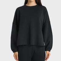 China Women Crewneck Long Sleeve Casual Tops Workout Black Hoodies Pullover for sale