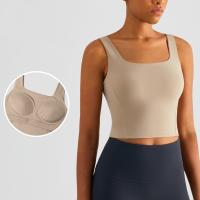 China Square collar Workout Tank Tops For Women Athletic Yoga Bra Built In Fixed Cups for sale