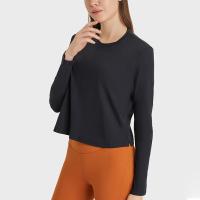 China High Elastic Long Sleeve Crop Tops Workout Athletic Gym Cropped Casual Sweatshirts for sale