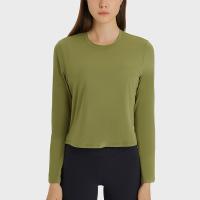 China High Elastic Long Sleeve Crop Tops Workout Athletic Gym Cropped Casual Sweatshirts for sale