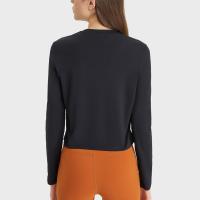 China High Elastic Long Sleeve Crop Tops Workout Athletic Gym Cropped Casual Sweatshirts for sale