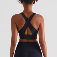 China 240g Womens Sports Bra Cross Back Full Coverage Wirefree Padded Yoga Bra for sale