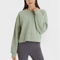 China Black Pullover Workout Running Women Yoga Tops Cropped Hoodies for sale