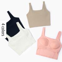China Square collar Workout Tank Tops For Women Athletic Yoga Bra Built In Fixed Cups for sale