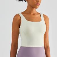 China Square collar Workout Tank Tops For Women Athletic Yoga Bra Built In Fixed Cups for sale