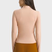 China Half Zipper Womens Stretch Riding Base Layer With Thumb Hole Double Sided Nylon Tops for sale