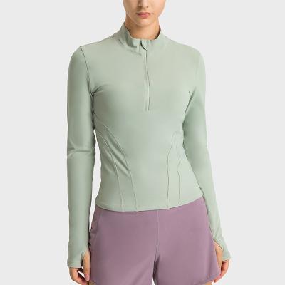 China Stand Collar Hidden Zip Horse Riding Tops Stretch Equestrian Base Layer Active Stretch for sale
