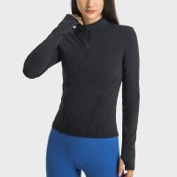 China Stand Collar Hidden Zip Horse Riding Tops Stretch Equestrian Base Layer Active Stretch for sale