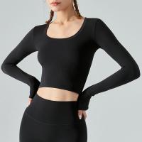 China Breathable Comfortable Ladies Sports Shirt Autumn Winter Nude Yoga Long Sleeve Round Neck for sale