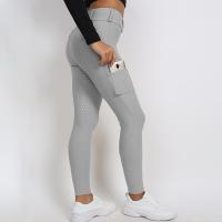 China Light Gray Women Riding Leggings Pockets Equestrian Training Pants With Silicone Grip for sale