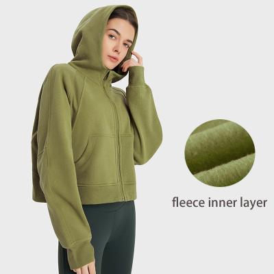 China Loose Horse Riding Tops Anti - Wrinkle Fleece Fitness Tops Jacket With Thumb Hole for sale