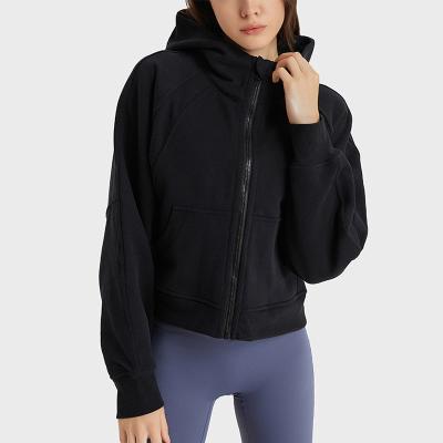 China Winter High Collar Full Zip Riding Womens Sports Jacket Hoodies With Hat for sale