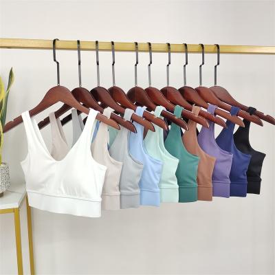 China 230g Womens Sports Bra Fitness Yoga Underwear Chest Pad Removable Nylon Bra Top for sale