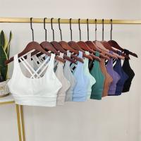 China ODM Women's Strappy Sports Bras Removable Chest Padded Sports Bra Criss Cross Back for sale
