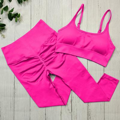 China Gym Yoga Outfit For ladies Seamless 2 Piece Workout High Waist Leggings With Sport Bra Set for sale