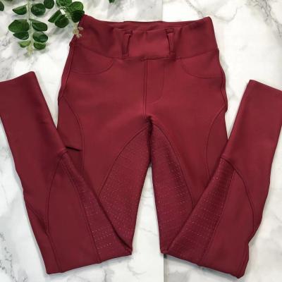 China Red Women Fleece Riding Breeches Horse Riding Brushed Leggings for sale