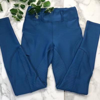 China Breathable Horse Riding Pants With Pocket Blue Equestrian Brushed for sale