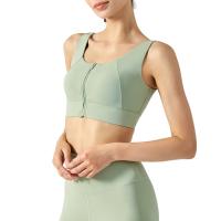 China Nulu Front Zipper Yoga Tank Top High Strength Sports Bra With Cushion for sale