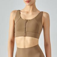 China Nulu Front Zipper Yoga Tank Top High Strength Sports Bra With Cushion for sale