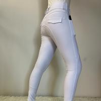 China CNAS White Horse Riding Legging Front Pocket Silicone Custom Logo for sale