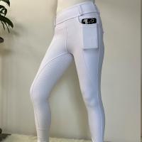 China CNAS White Horse Riding Legging Front Pocket Silicone Custom Logo for sale