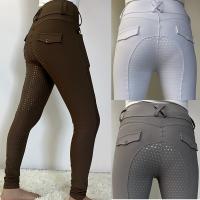 China Brown Silicone Horse Riding Pants High Elastic Equestrian Jodhpurs Breeches Women for sale