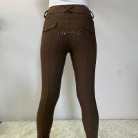 China Brown Silicone Horse Riding Pants High Elastic Equestrian Jodhpurs Breeches Women for sale