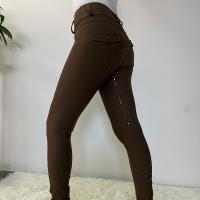 China Brown Silicone Horse Riding Pants High Elastic Equestrian Jodhpurs Breeches Women for sale