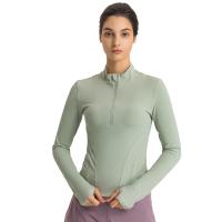China Nylon Half Zipper Equestrian Base Layer Women Elastic Horse Riding Long Sleeve for sale