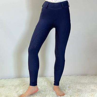 China Navy Equestrians Young Girls Horse Riding Pants Horseback With Full Seat Silicone for sale