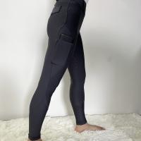 China Grey Girls Polyester Horse Riding Pants Side Pocket Equestrian Breeches With Silicone for sale