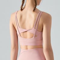 China Twist Hollow Out Yoga Underwear Fitness Vest Women'S Removable Bra for sale